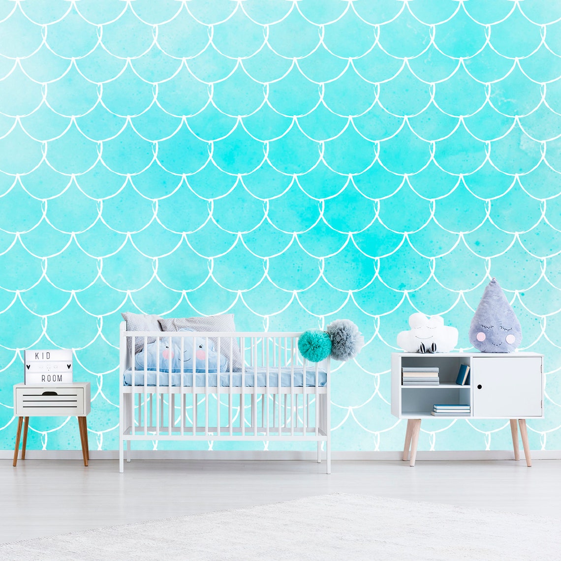 Mermaid Tail Wallpaper for Girl Nursery. Mermaid Wallpaper for - Etsy