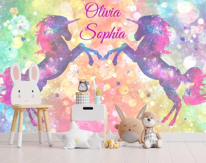 Unicorn Wallpaper for Girls Room Removable / Unicorn Wall Mural Peel ...