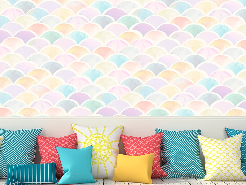 Trendy Mermaid Tail Wallpaper for Girl Nursery. Mermaid - Etsy