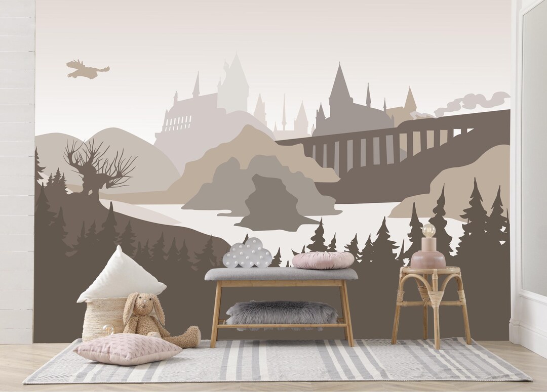 Castle Wallpaper Mural Nursery, Wizard Castle Boys Wall Paper Peel and ...