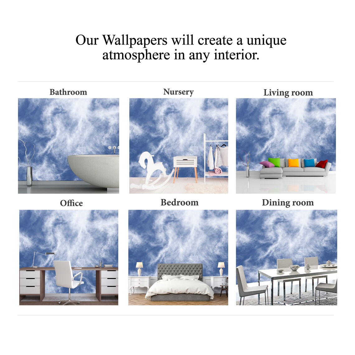 Nature Wallpaper Cloud Sky Wall Mural Self-adhesive Clouds - Etsy