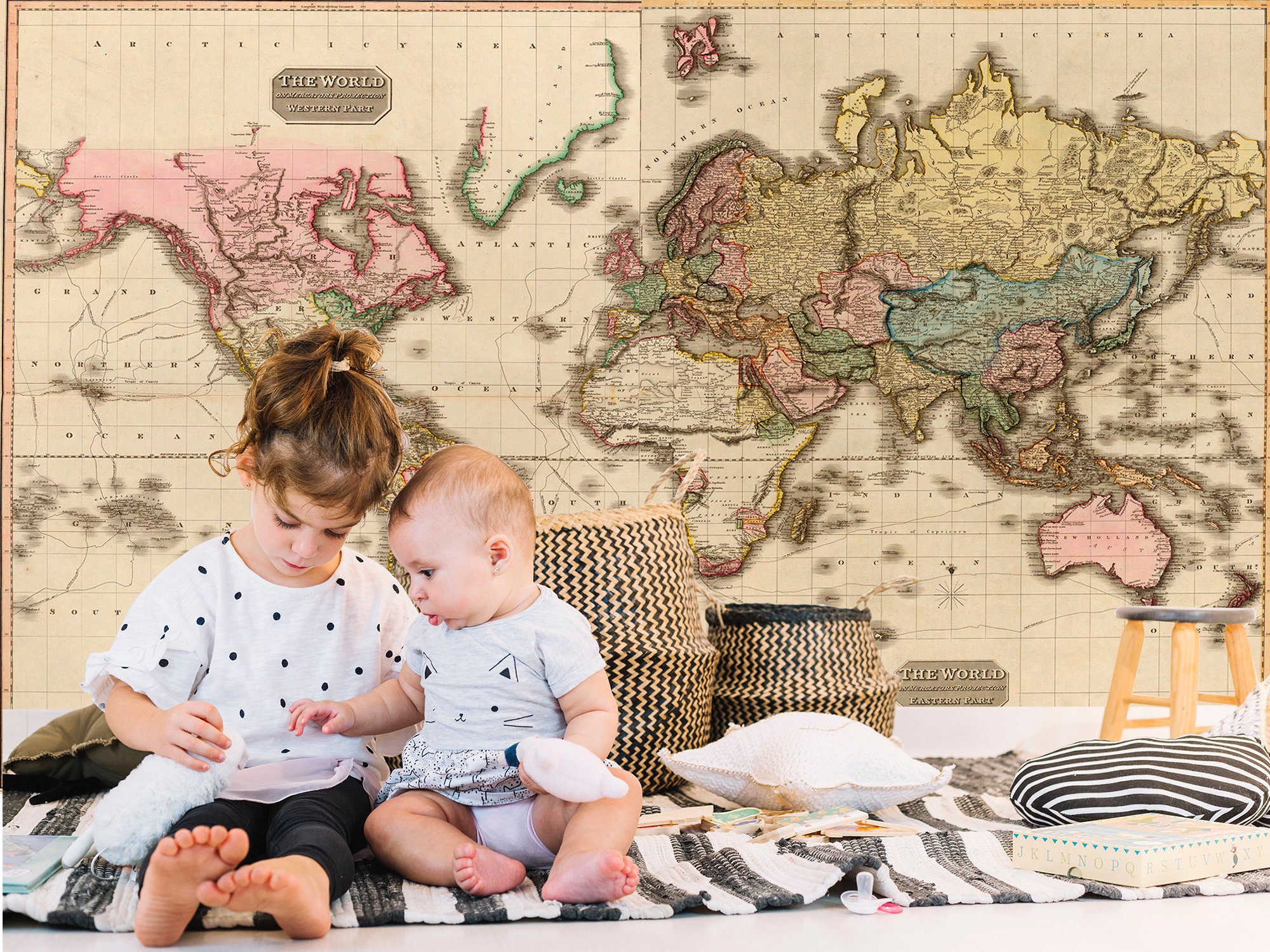 World Map Wallpaper Mural / Large Wall Murals / Non Woven - Etsy