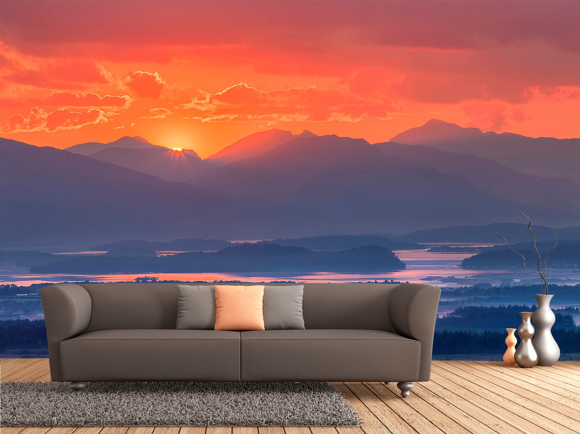 Lake Wallpaper Landscape Wall Mural Beautiful Nature - Etsy