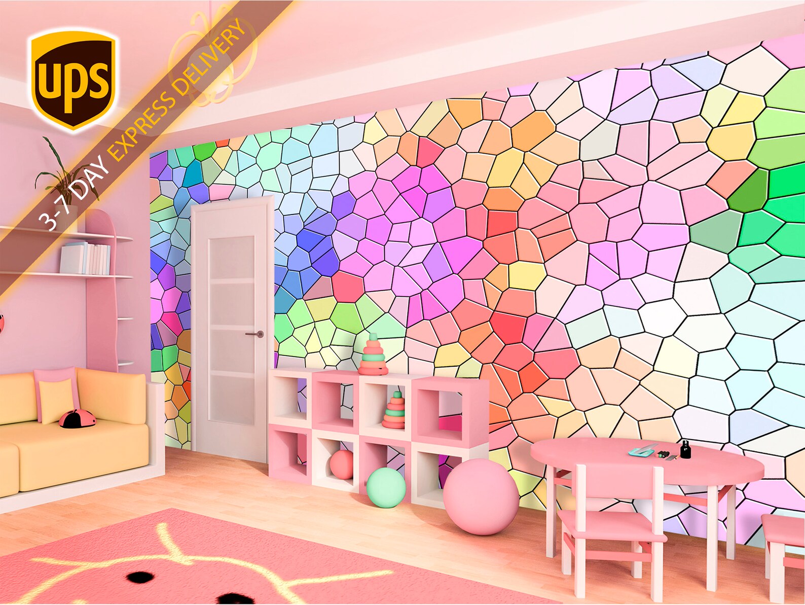 Tile Mosaic Wallpaper Colorful Pattern Wall Mural Mosaic - Etsy