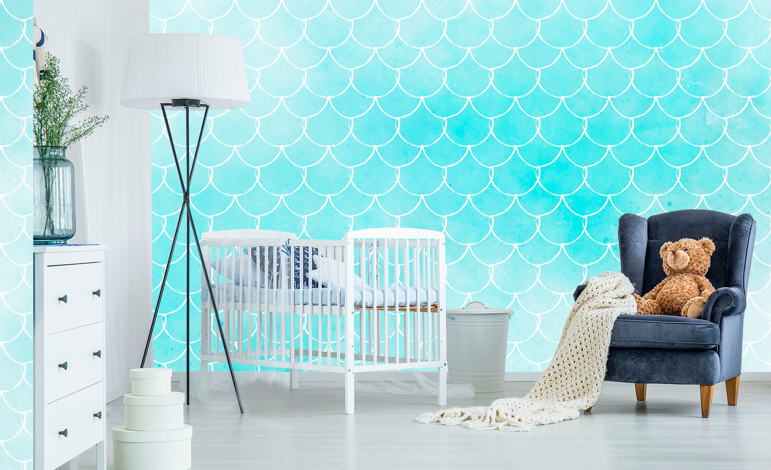 Mermaid Tail Wallpaper for Girl Nursery. Mermaid Wallpaper for | Etsy