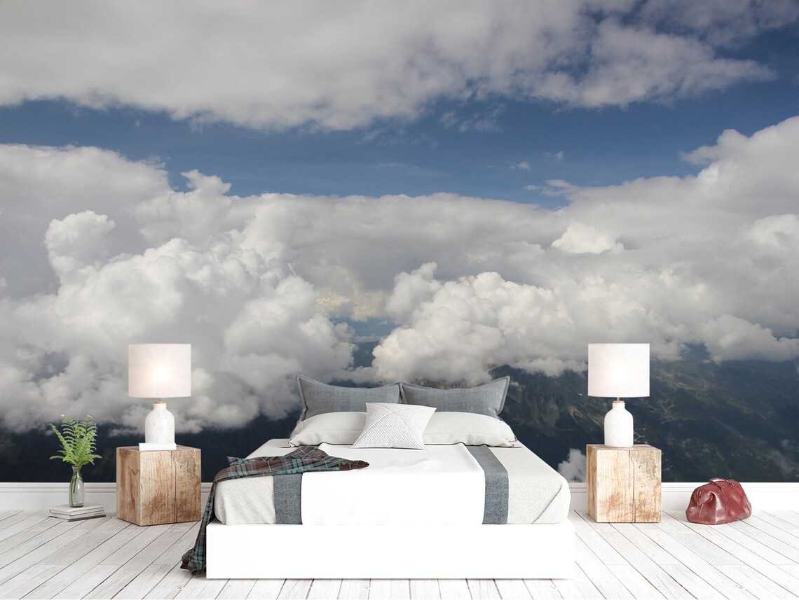 Clouds Wallpaper. 3D Cloud Wall Decor. Sky and Clouds Wall - Etsy