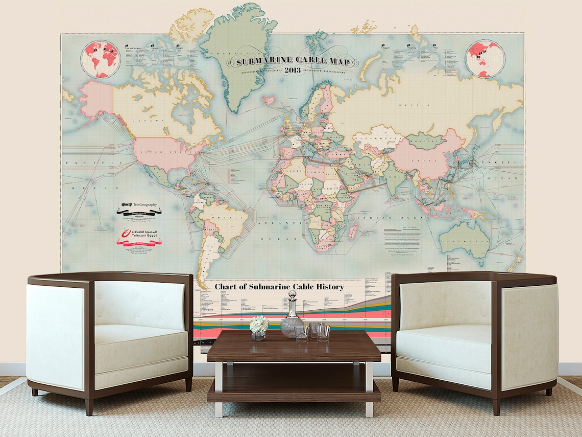 Large World Map Wall Mural. Old World Map Wallpaper Self - Etsy
