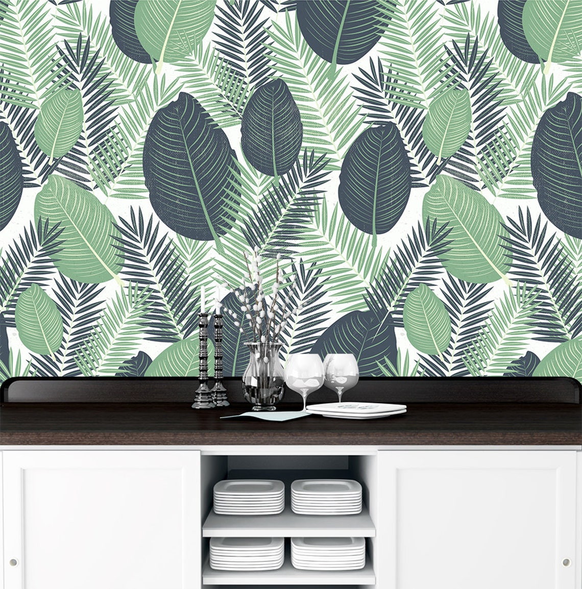 Banana Leaf Wallpaper Floral Banana Print Wallpaper Monstera - Etsy