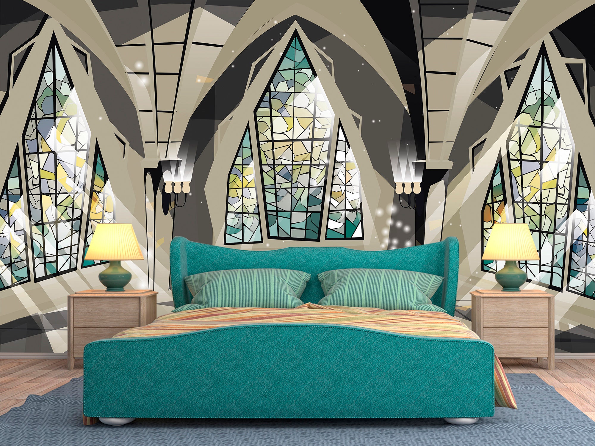 Castle Wallpaper for Princess Room. Stained-glass Window | Etsy