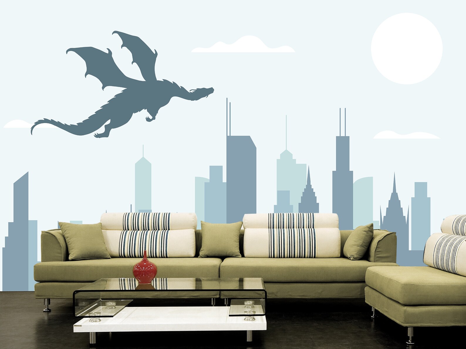 Town Wall Mural Self-adhesive Dragon Wallpaper Boys Room | Etsy