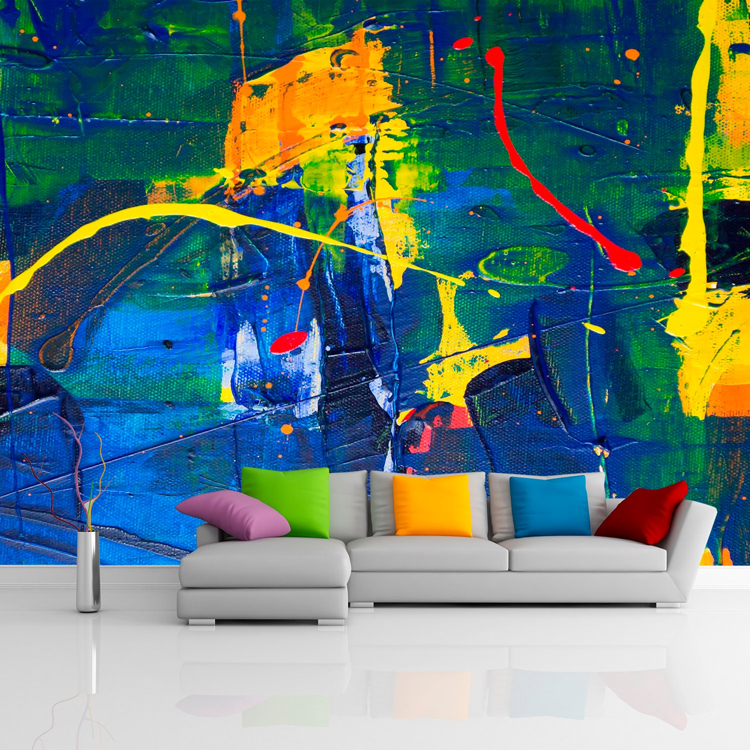 Dark Abstract Wall Decor. Splash Removable Wallpaper. Oil | Etsy