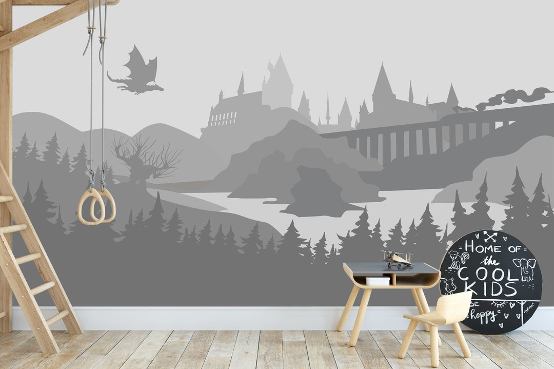 Wizard's Castle Wallpaper Boys Room Removable, Dragon Castle Wall Mural ...