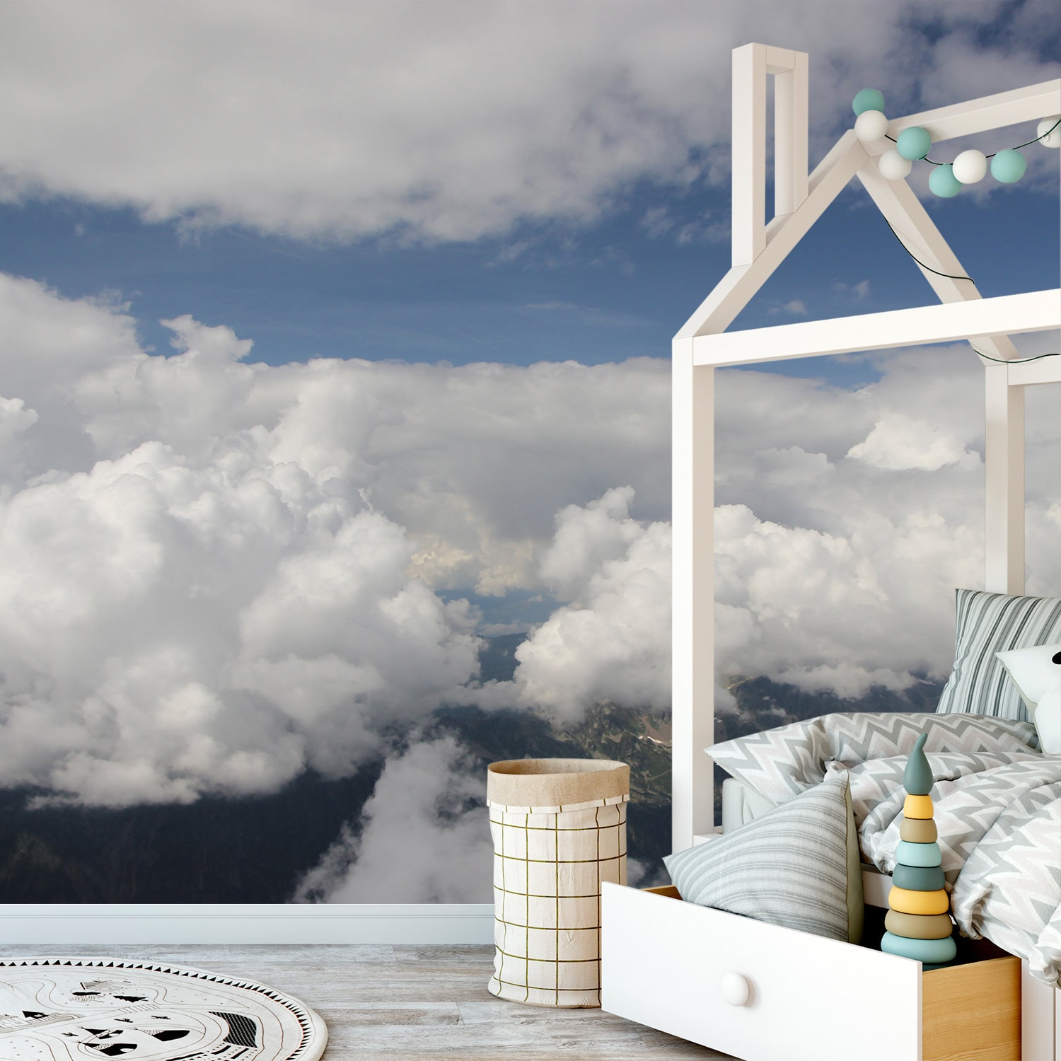 Clouds Wallpaper. 3D Cloud Wall Decor. Sky and Clouds Wall | Etsy