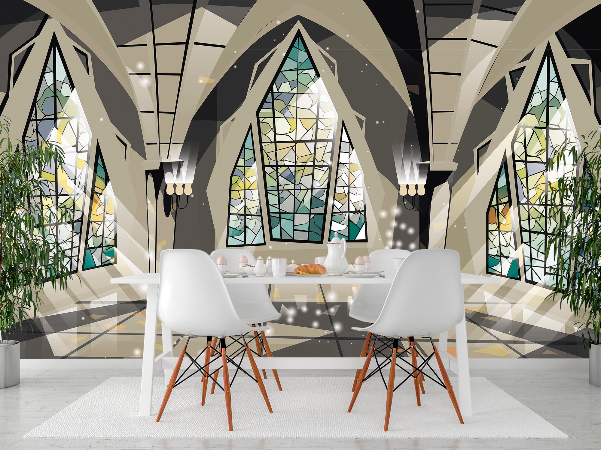 Castle Wallpaper for Princess Room. Stained-glass Window | Etsy