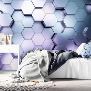 Geometric Wallpaper 3D Hexagons Wallpaper Dark Honeycomb Pattern Wall ...