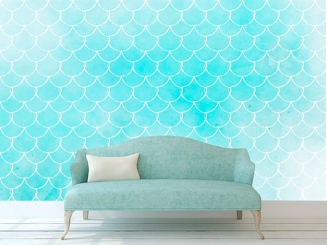 Mermaid Tail Wallpaper for Girl Nursery. Mermaid Wallpaper for | Etsy