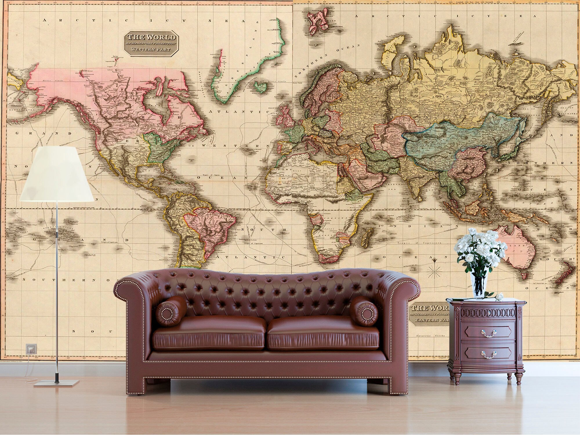 World Map Wallpaper Mural / Large Wall Murals / Non Woven - Etsy