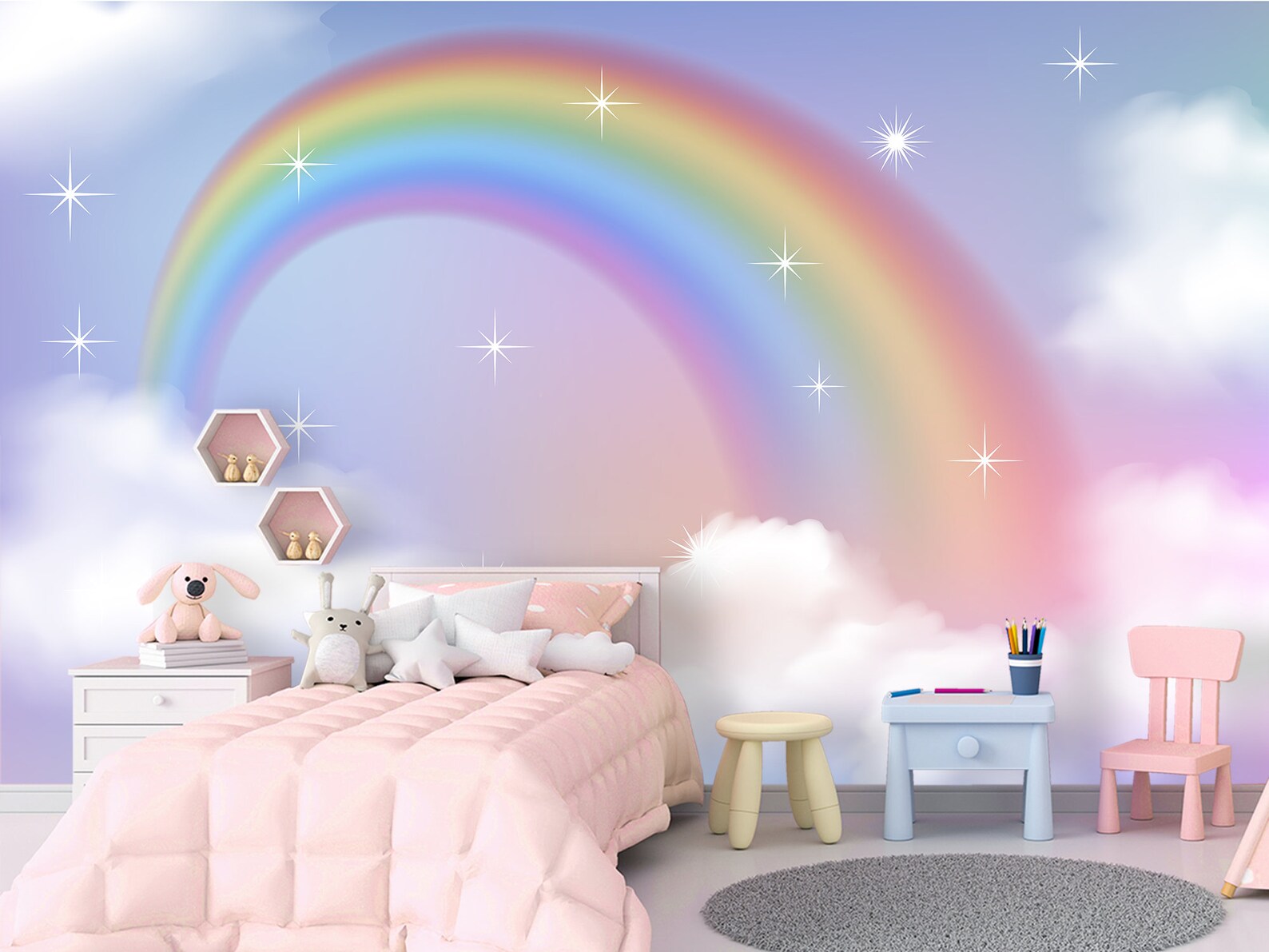 Rainbow Wallpaper Kids Removable Colorful Wallpaper Painting - Etsy