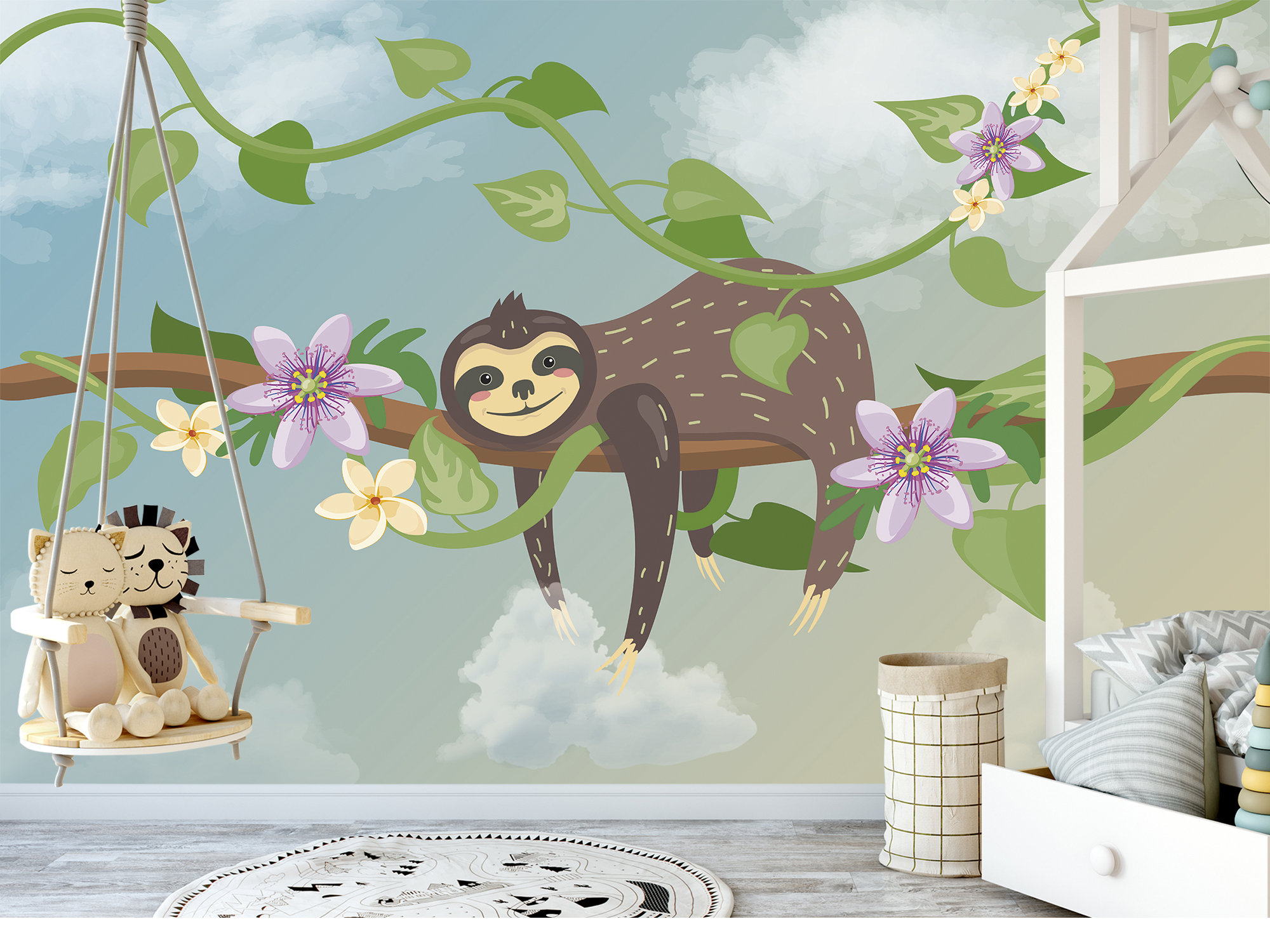 Sloth Wallpaper for Children Removable. Animals for Nursery. | Etsy