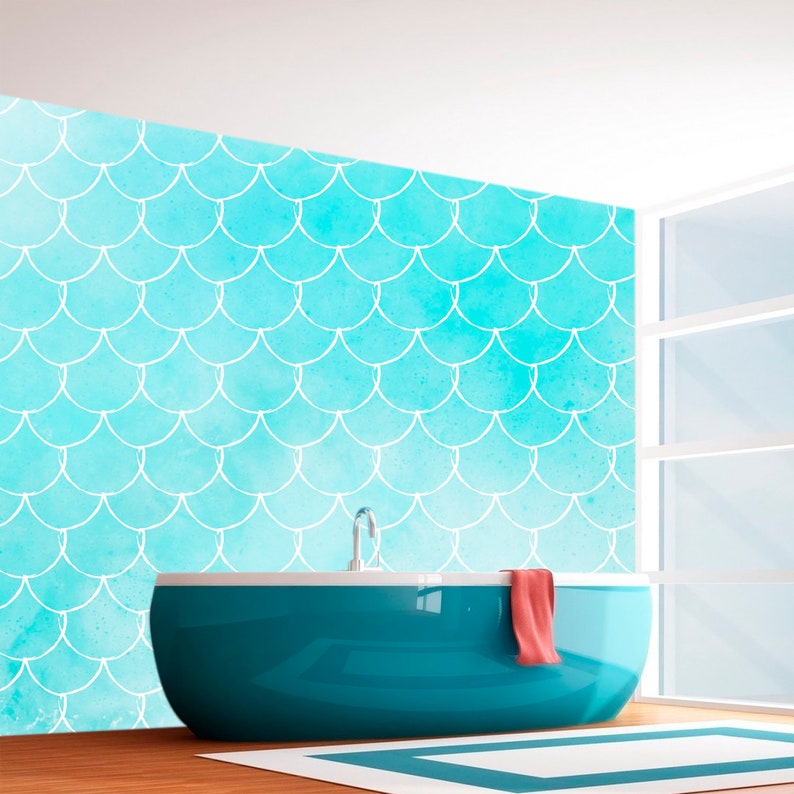 Mermaid Tail Wallpaper for Girl Nursery. Mermaid Wallpaper for - Etsy