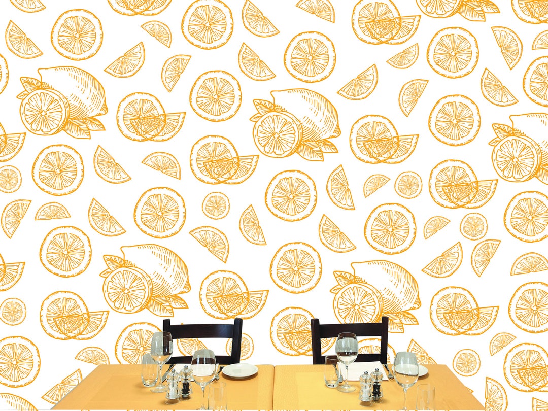 Lemon Wallpaper Removable, Fruit Wall Mural for Kitchen, Self-adhesive ...