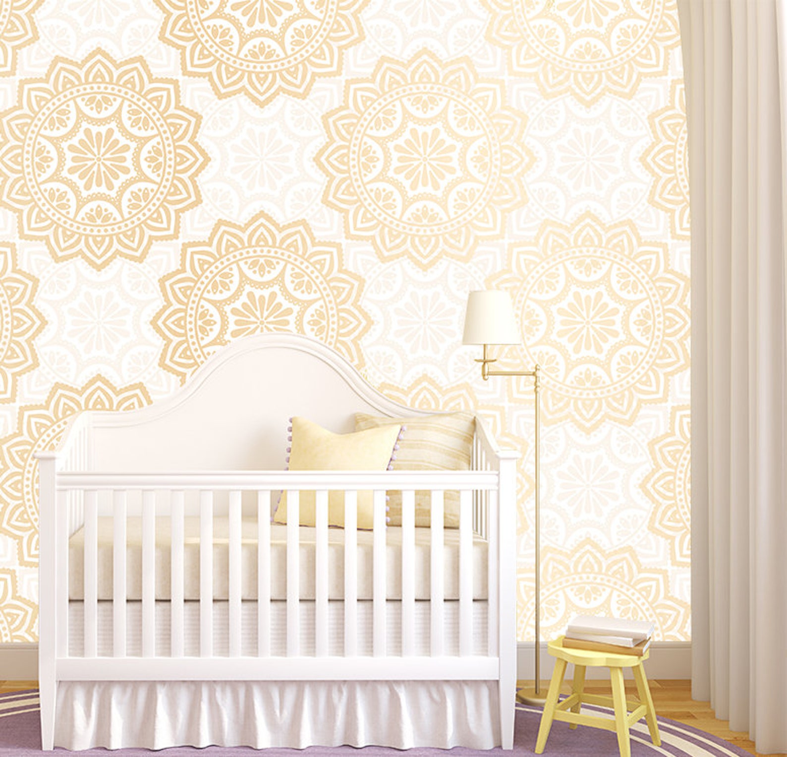 Mandala Wallpaper Bedroom / Mandala Wallpaper Removable / | Etsy