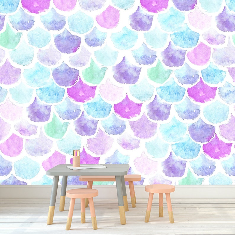 Mermaid Wallpaper for Girl Nursery. Mermaid Tail Wallpaper. | Etsy