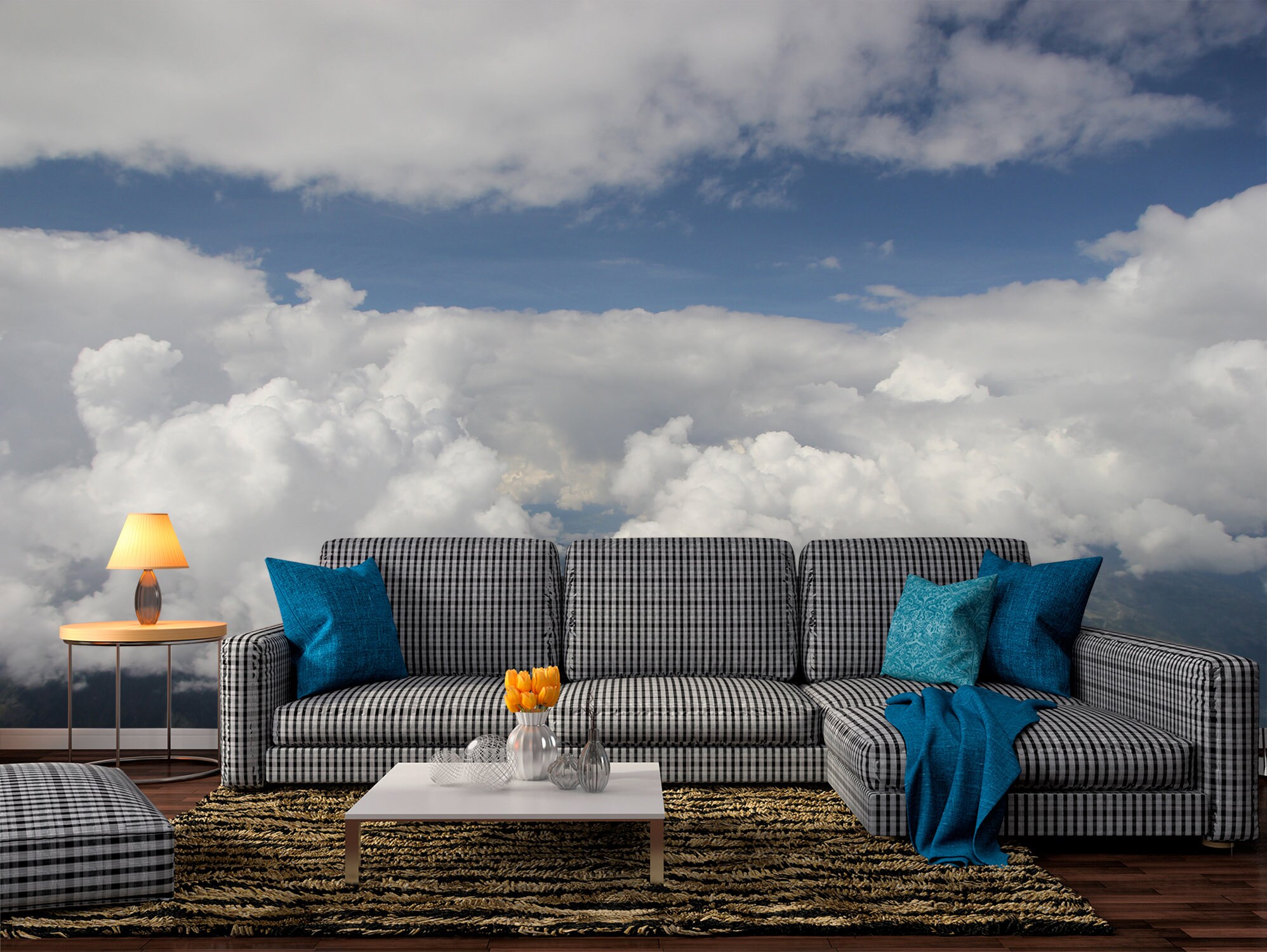 Clouds Wallpaper. 3D Cloud Wall Decor. Sky and Clouds Wall - Etsy