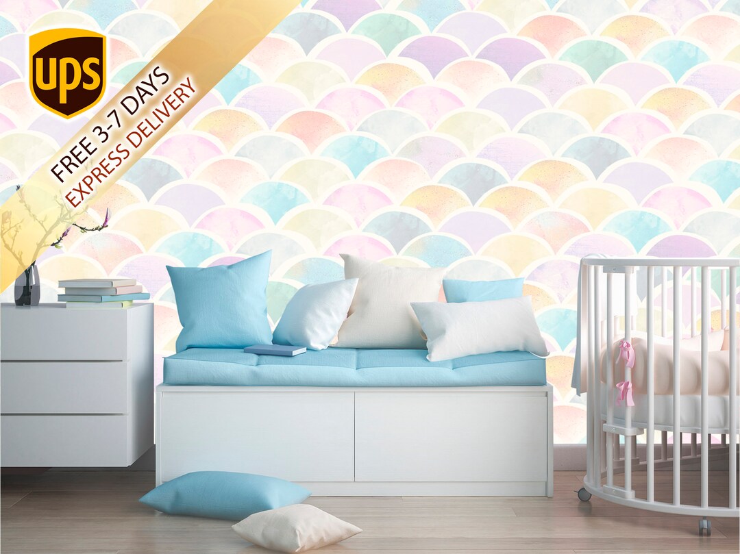 Trendy Mermaid Tail Wallpaper for Girl Nursery. Mermaid Wallpaper ...