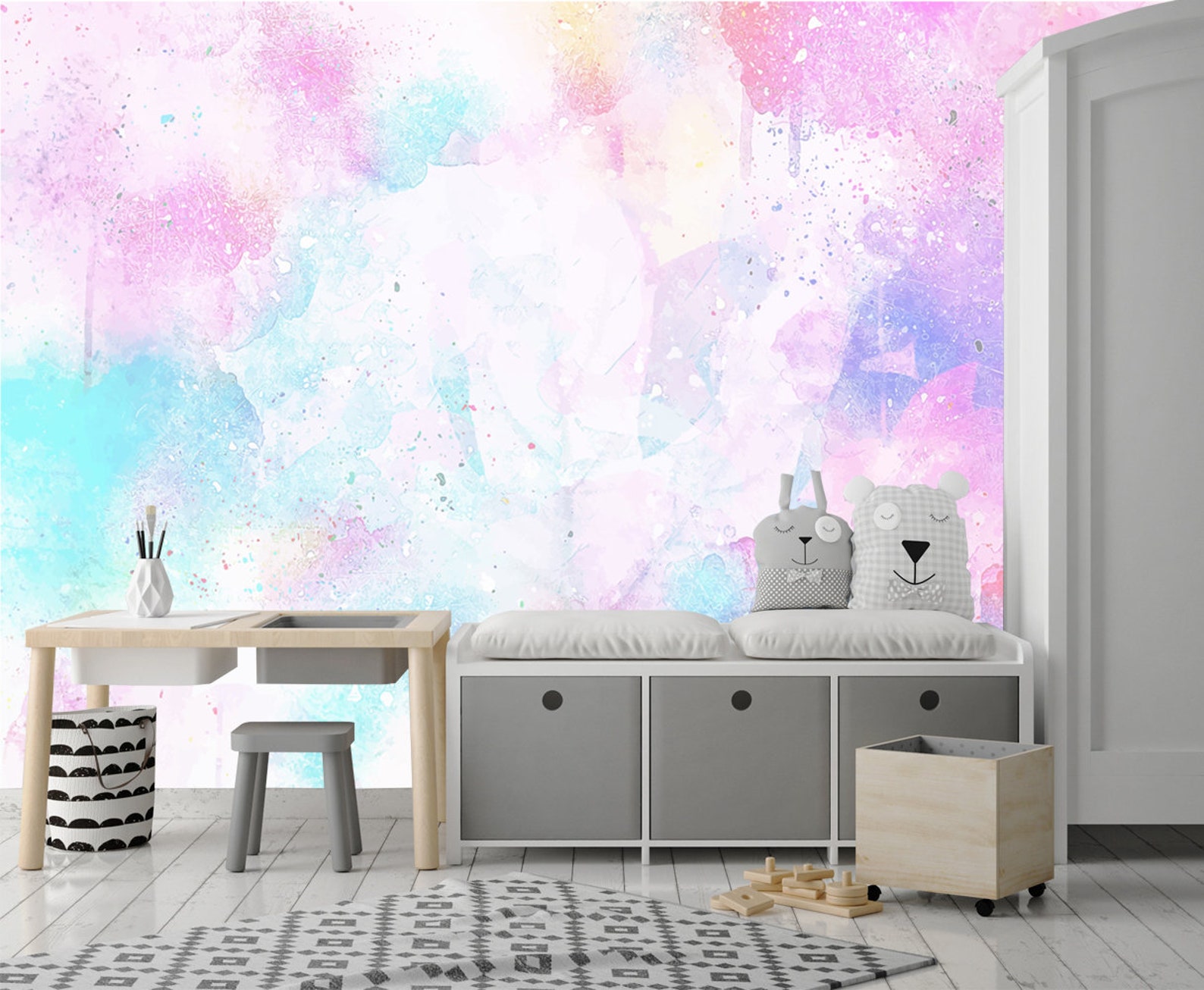 Watercolor Fairy Splashes Wallpaper. Color Splatter Wall Art. - Etsy