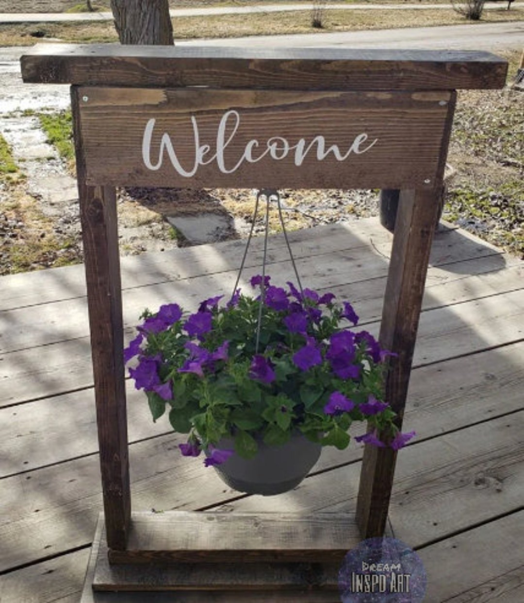 Hanging Plant Stand, Plant Stand,welcome Sign, Flowers,woodworking,home ...