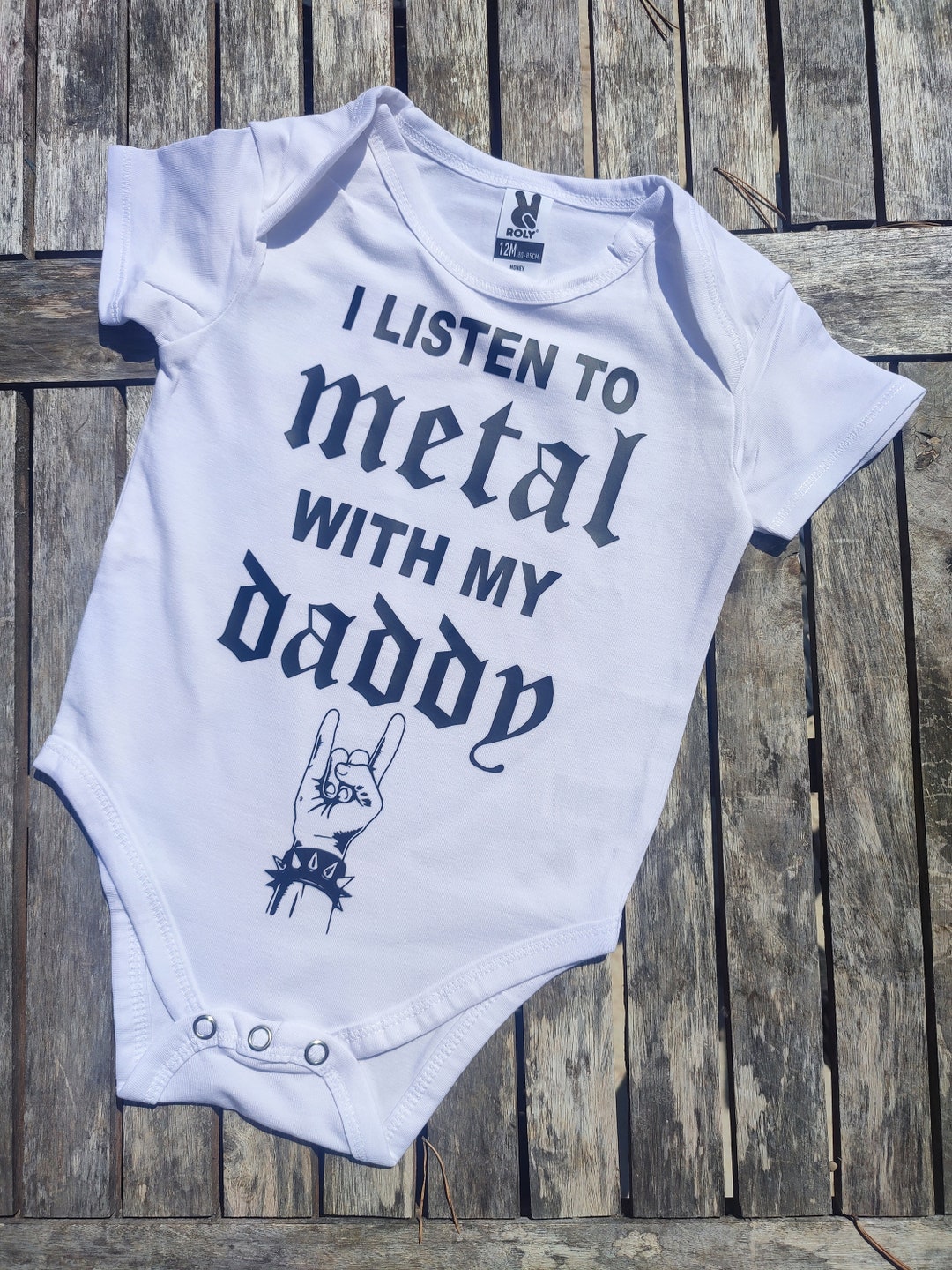 Baby Bodysuit I Listen to Metal Music Like Dad, Metal Music ...