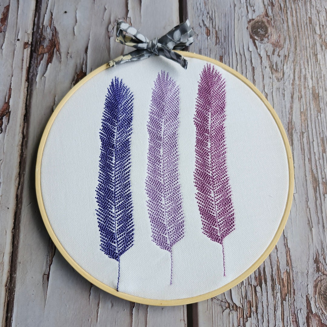 Embroidered Feather Hoop Wall Art: Handmade Home Decor - Etsy