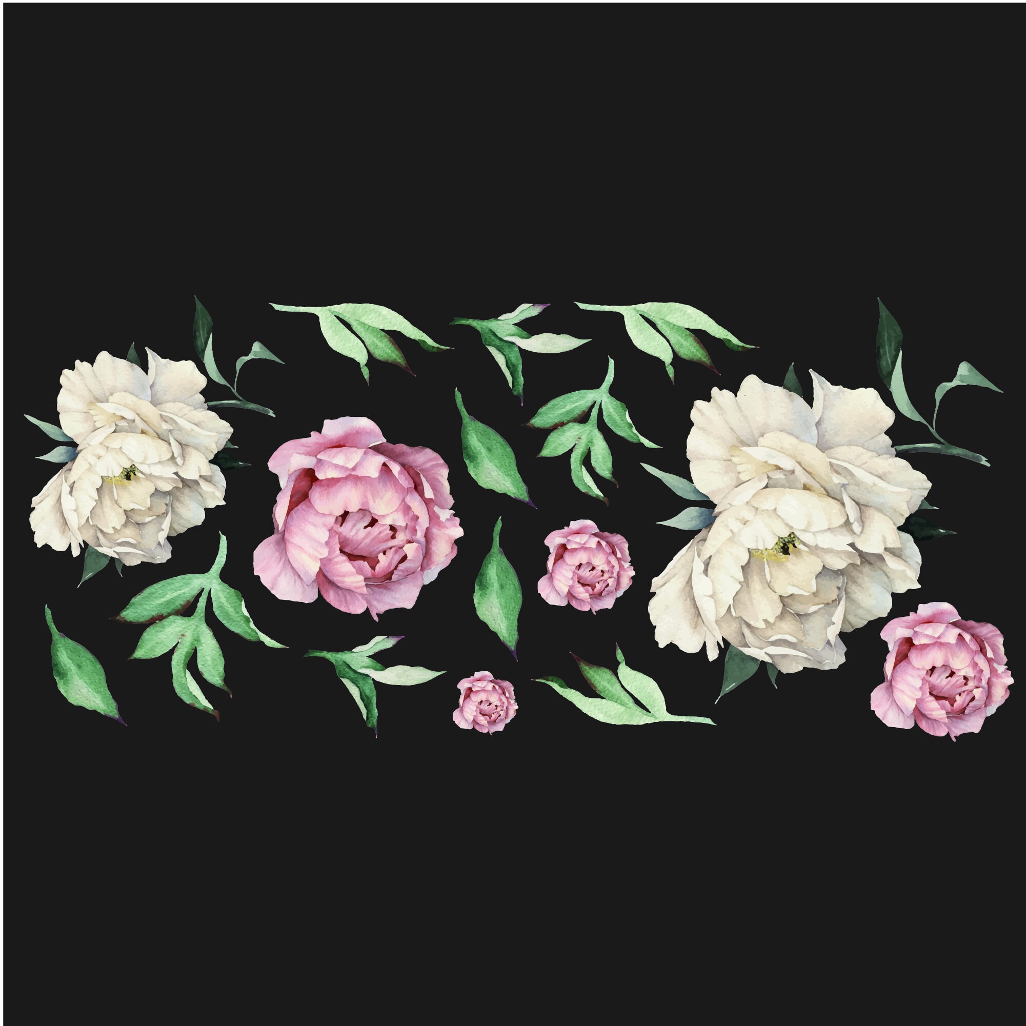 Peony Flowers Wall Decal Sticker Vintage Watercolor Peony | Etsy