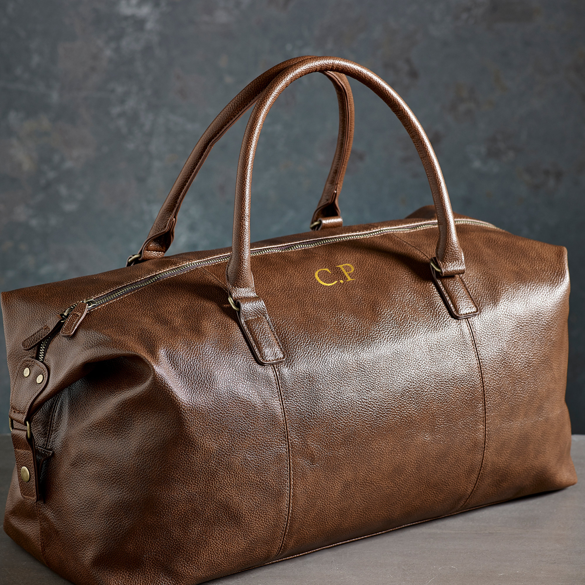 Personalised Mens Holdall | Black Brown Nuhide PU Leather Washbag ...