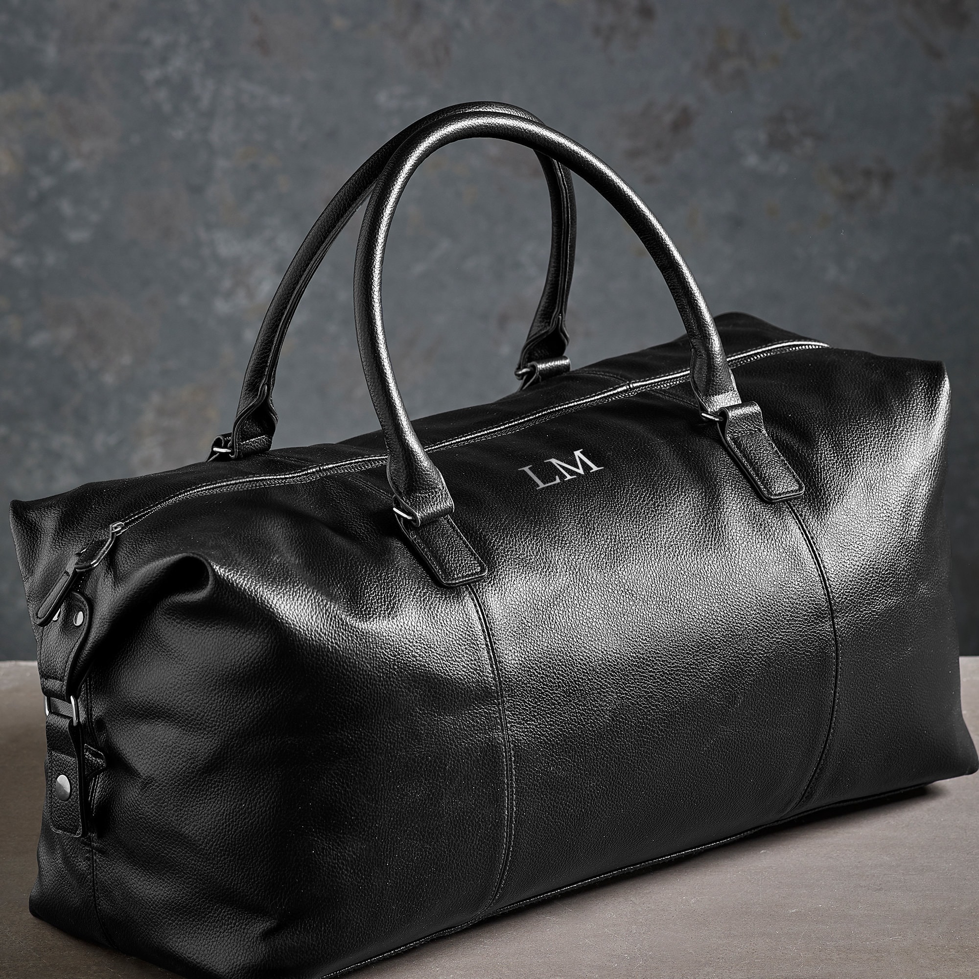 Personalised Mens Holdall | Black Brown Nuhide PU Leather Washbag ...