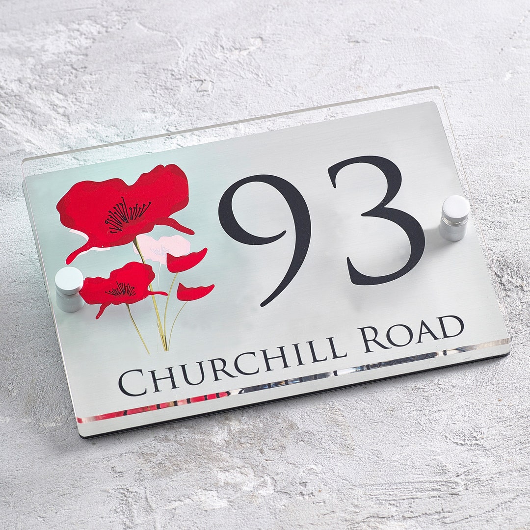 Poppy House Sign, Poppy Door Number Sign - Etsy