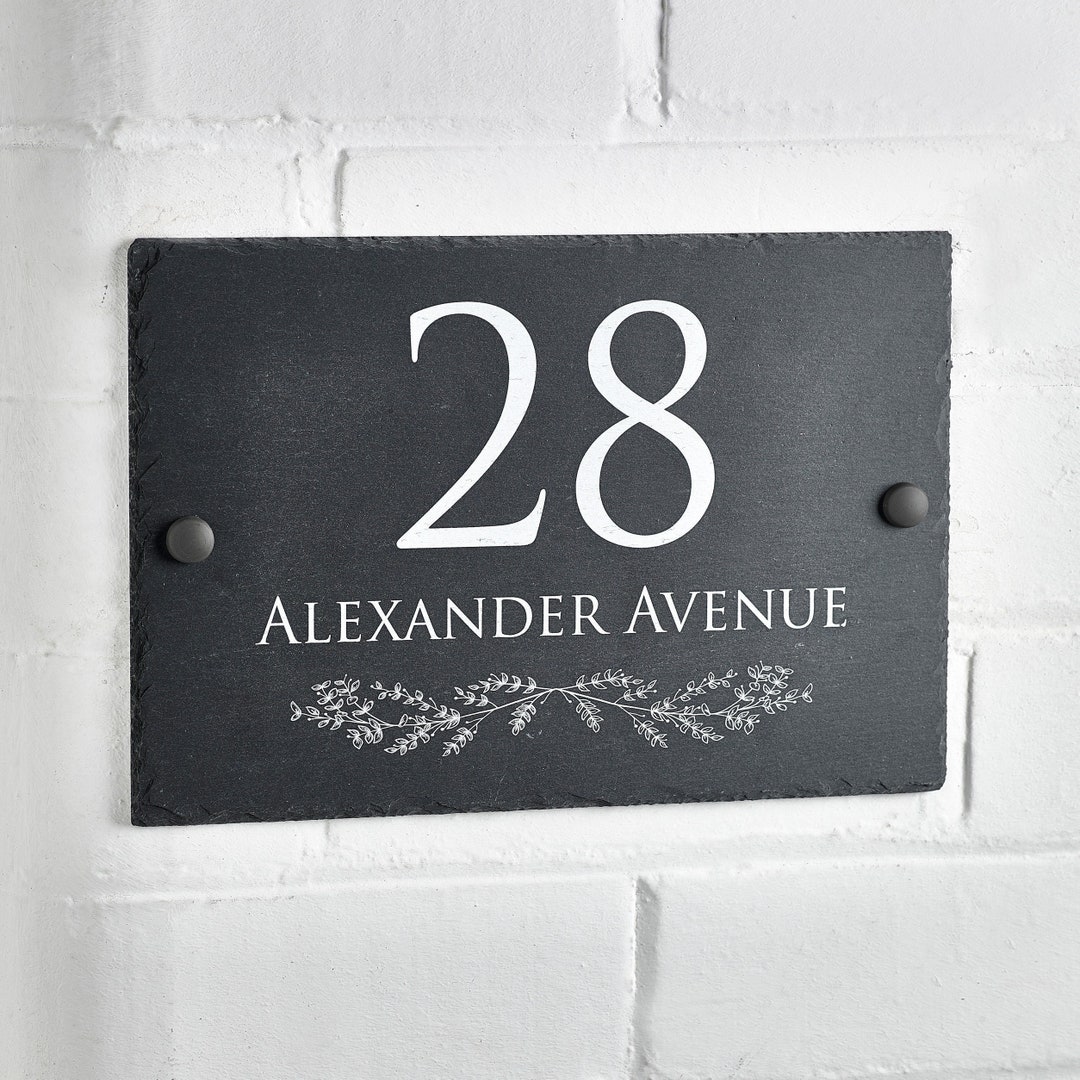 Slate House Sign, Slate Door Number Plaque, Rustic Farmhouse House ...