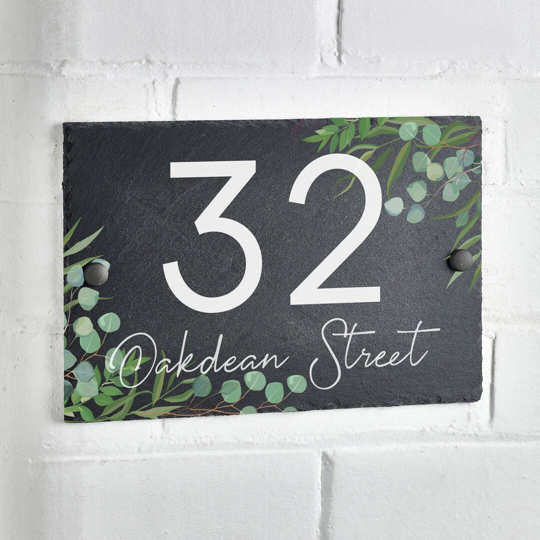 Rustic Slate House Sign Door Number Plaque - Etsy UK