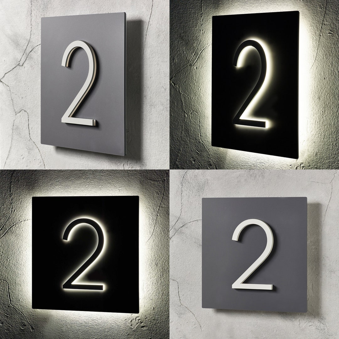 Illuminated House Number LED Halo 3D Acrylic Door Number Sign - Etsy UK