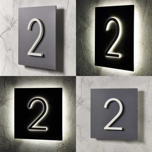 Illuminated LED Custom Door Number Sign 7 X 4.7 - Etsy Canada