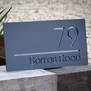 Contemporary Acrylic House Sign Modern Door Number Address Plaque Dark ...