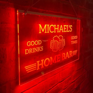 Personalised Bar Sign, LED Neon Custom Illuminated Light up Man Cave ...