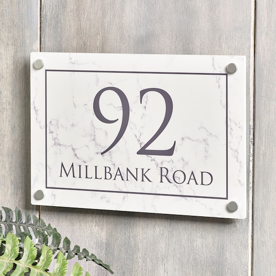 Contemporary Acrylic House Sign 30cm X 20cm Marble Effect | Etsy