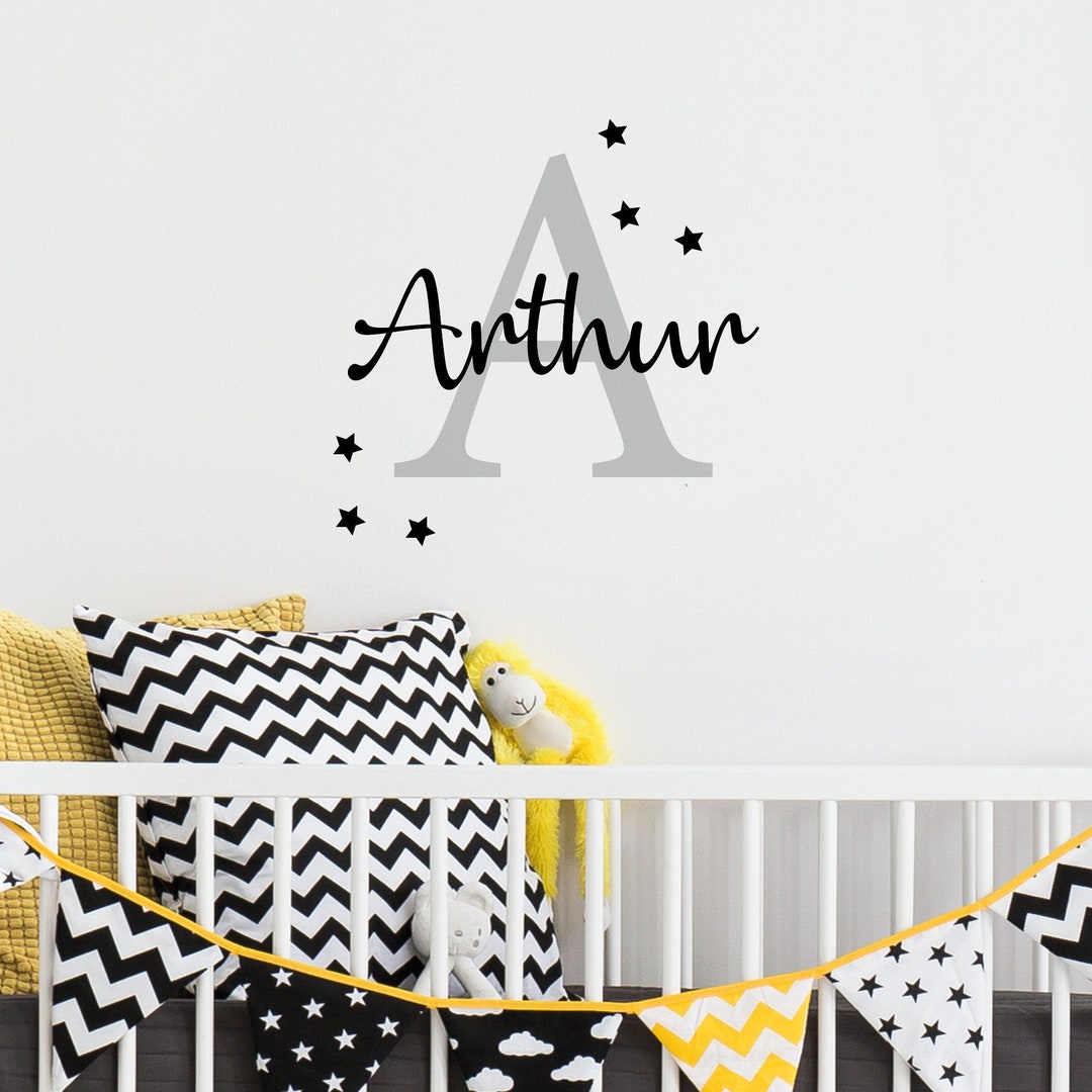 Personalised Name Wall Sticker | Personalized Custom Initial Nursery ...