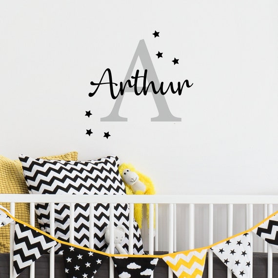Wall Initial Decals Custom Name Initial Monogram, Nursery Personalised