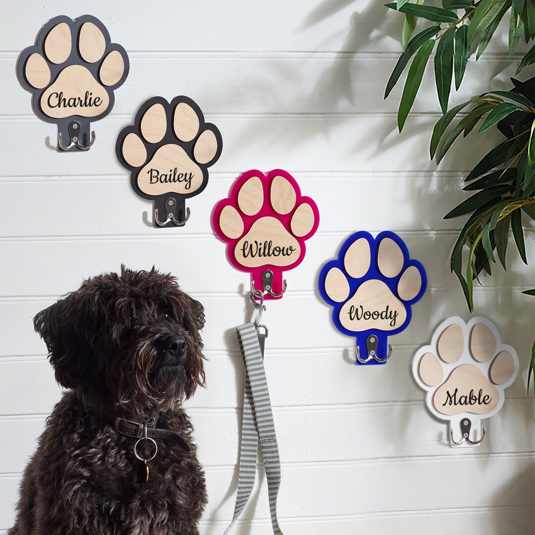 Personalised Dog Lead Hook: Paw Print Pet Gift - Etsy UK