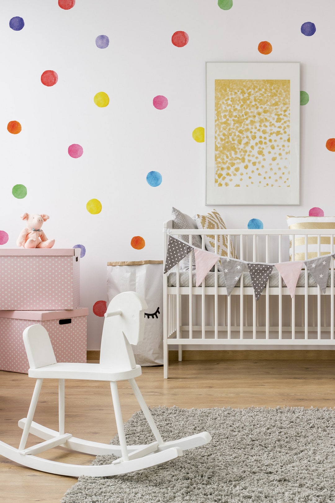 Polka Dot Wall Stickers | Rainbow Watercolour Decal's Dots | Watercolor ...