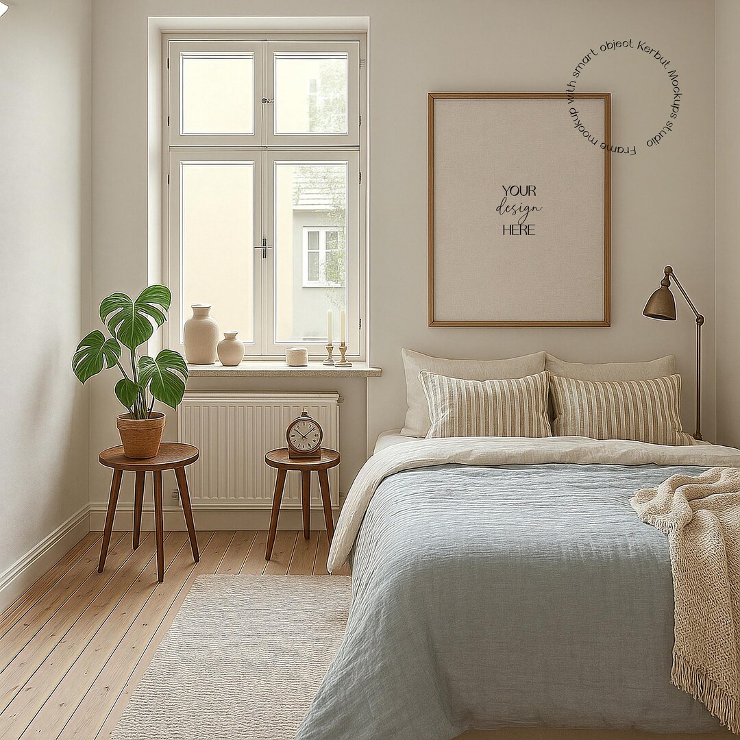 Neutral Bedroom Frame Mockup – Scandinavian Style, Smart Object PSD - Etsy