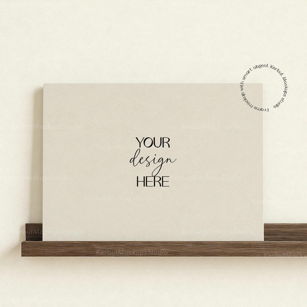 Canvas Mockup on Shelf – Minimalist Wall Art Scene, Neutral Interior ...